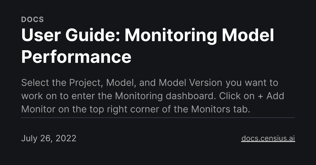User Guide: Monitoring Model Performance