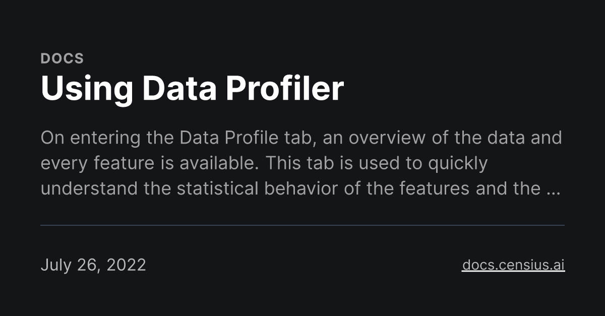 Using Data Profiler
