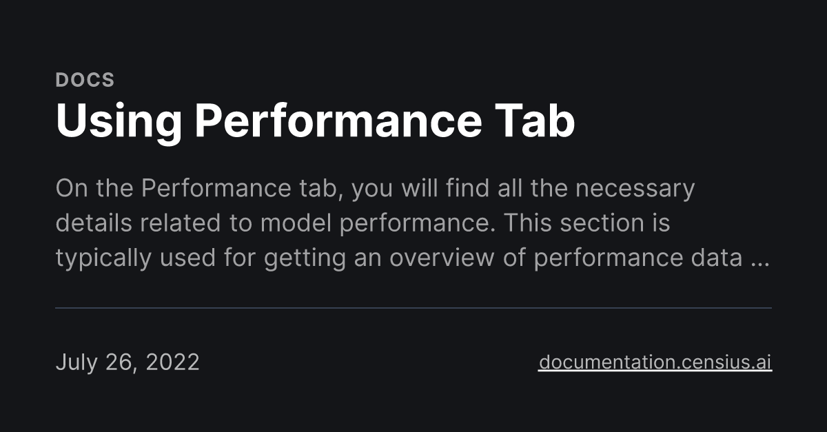 Using Performance Tab