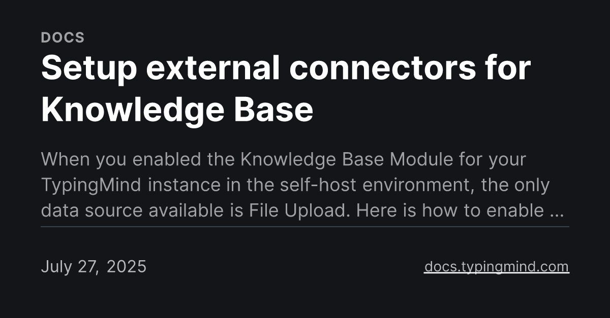 Setup external connectors for Knowledge Base