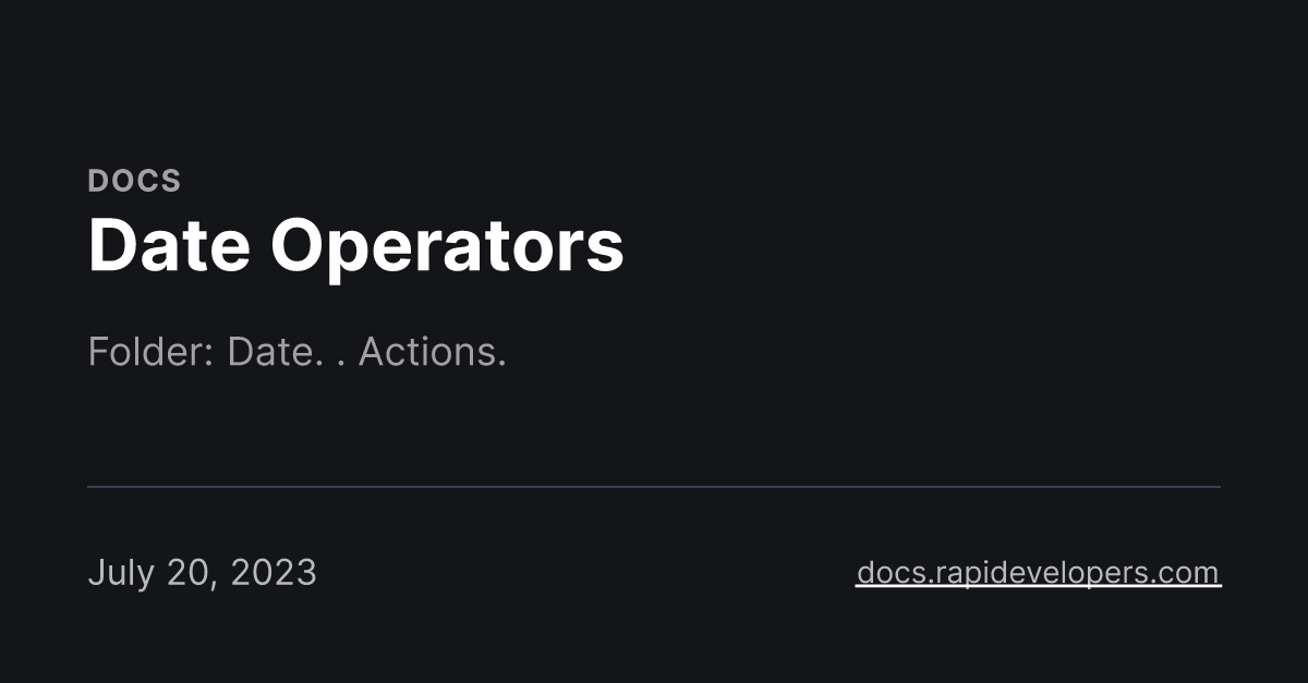 Date Operators