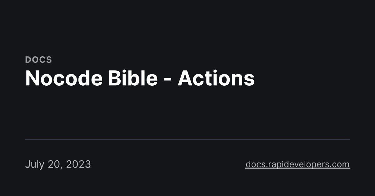 Nocode Bible - Actions