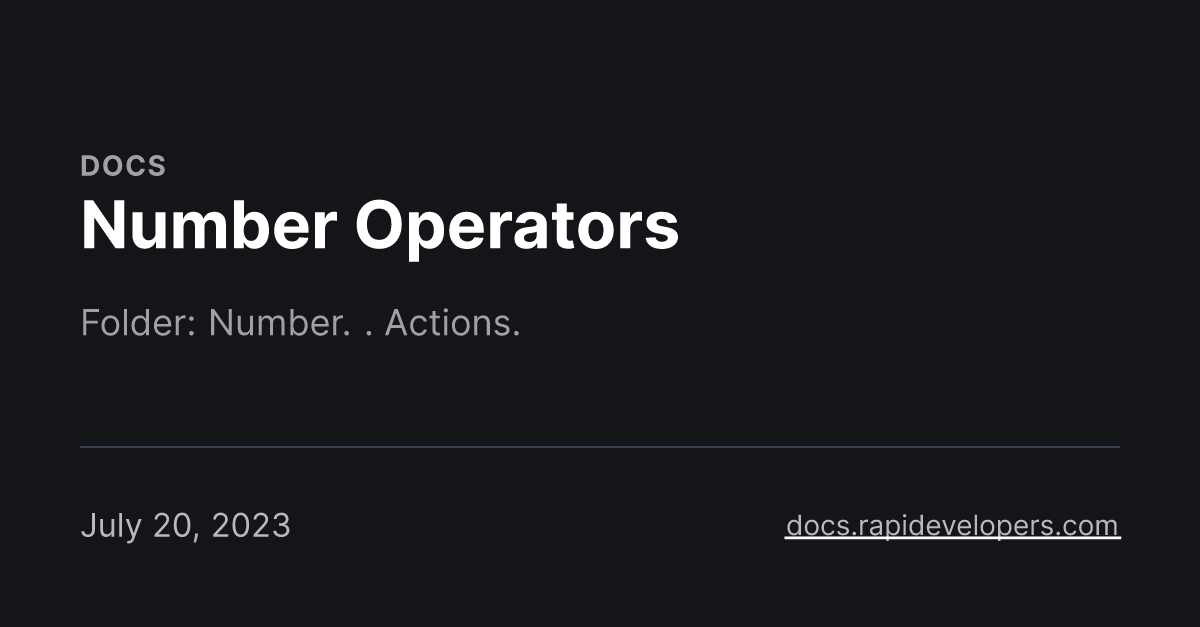 Number Operators