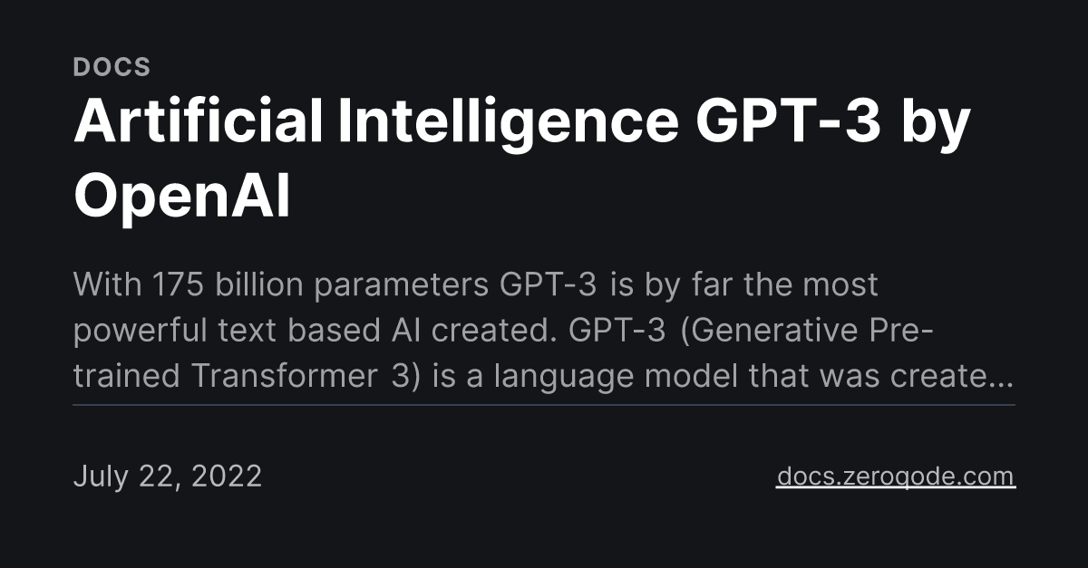 Artificial Intelligence GPT-3 by OpenAI