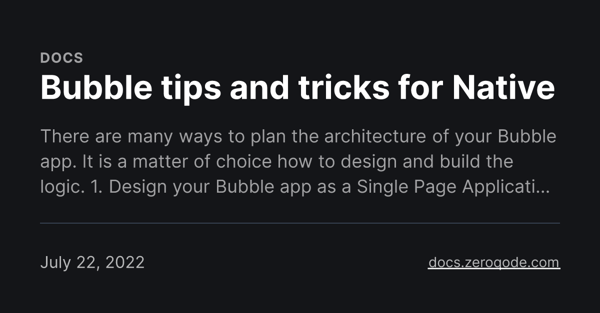 Bubble tips and tricks for Native