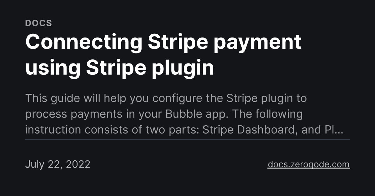 Connecting Stripe payment using Stripe plugin