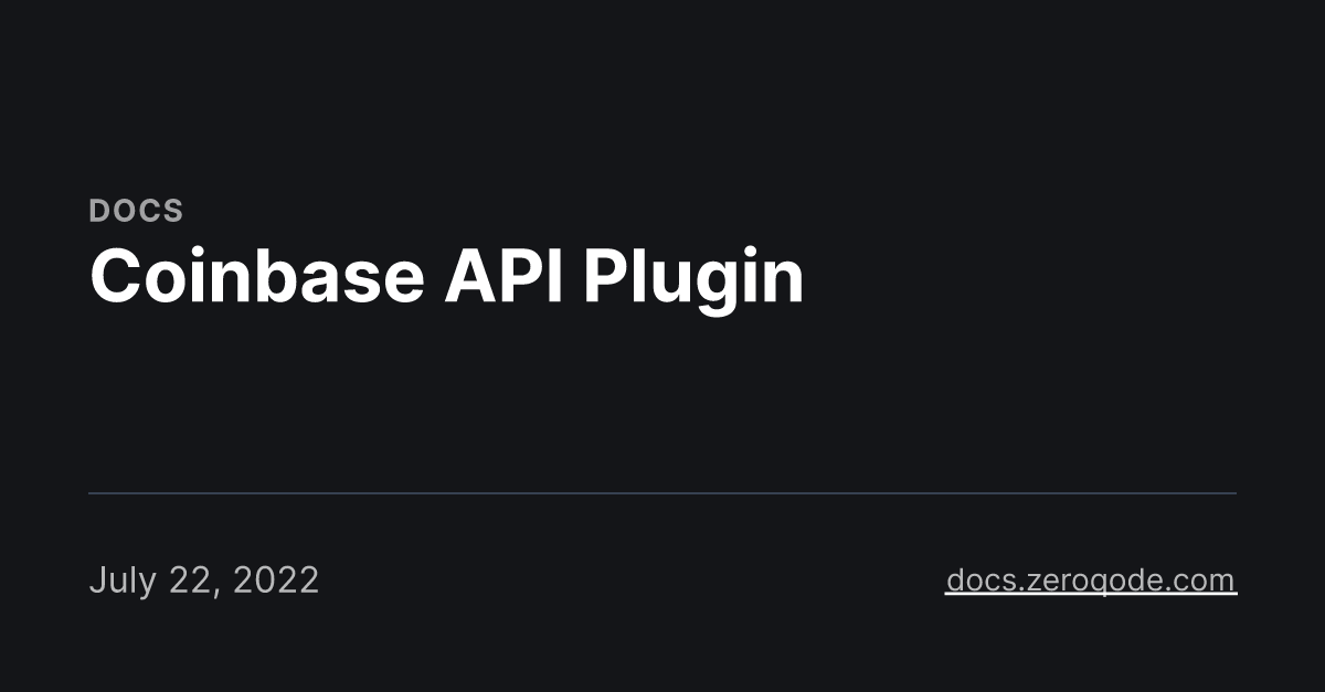 Coinbase API Plugin