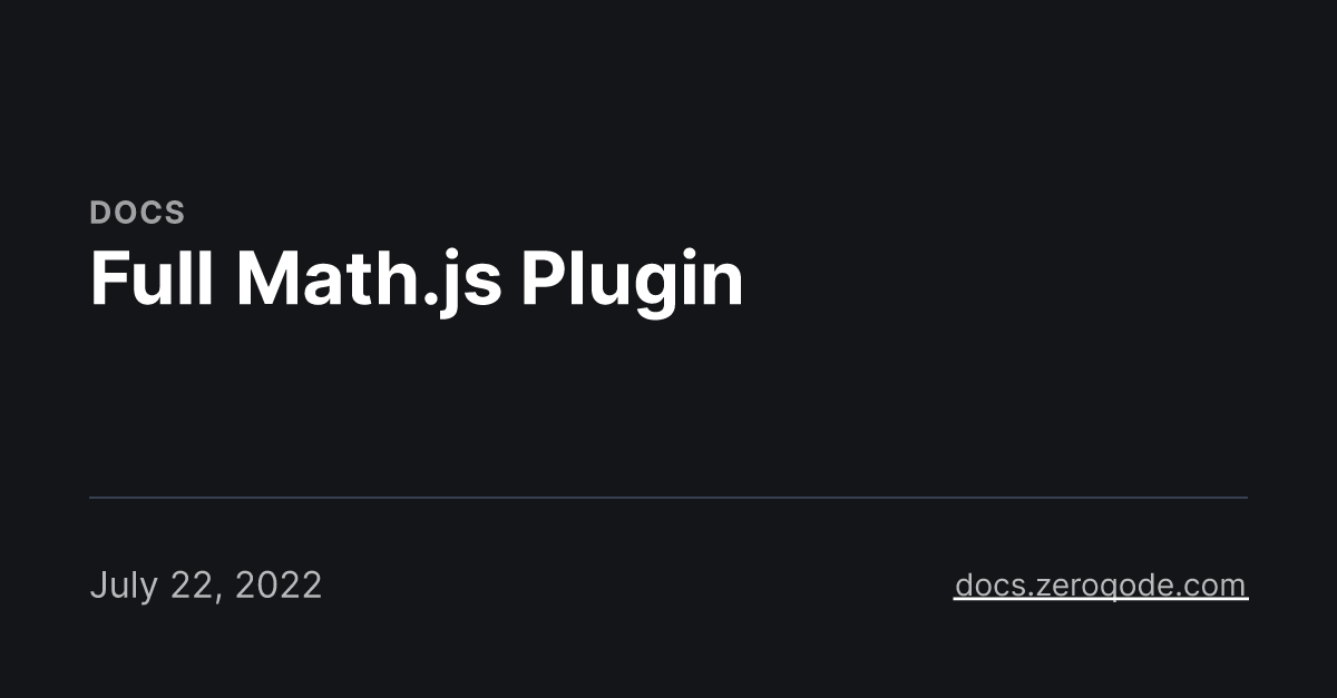 Full Math.js Plugin