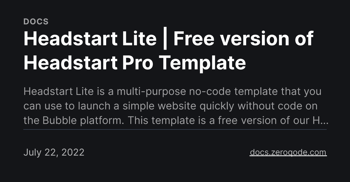 Headstart Lite | Free version of Headstart Pro Template