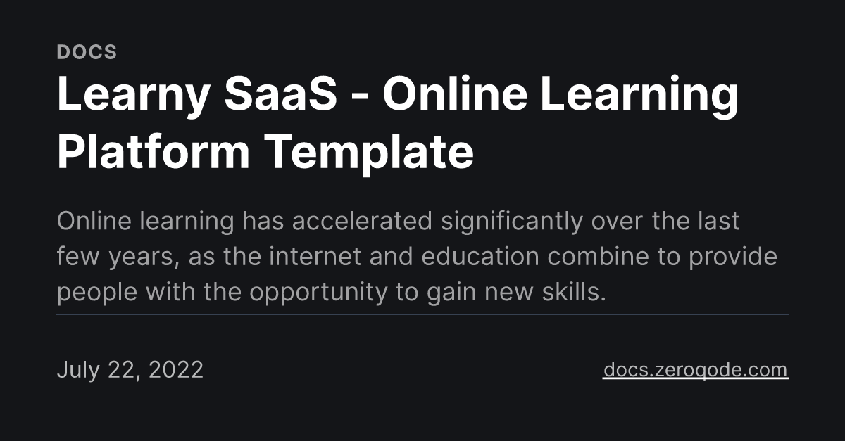 Learny SaaS - Online Learning Platform Template