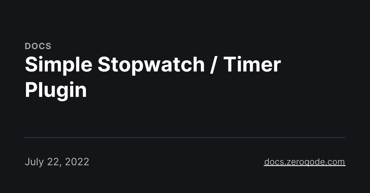 Simple Stopwatch / Timer Plugin