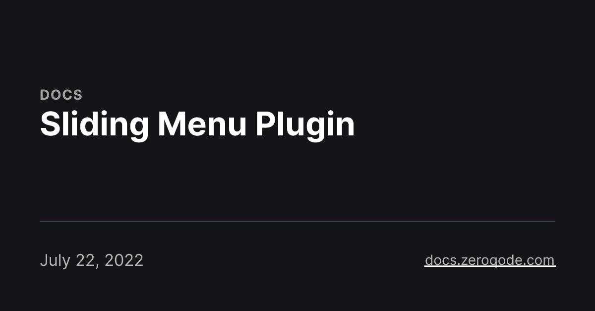 Sliding Menu Plugin