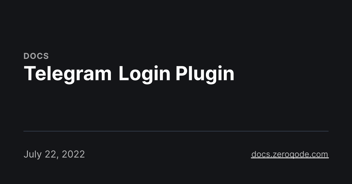 Telegram Login Plugin