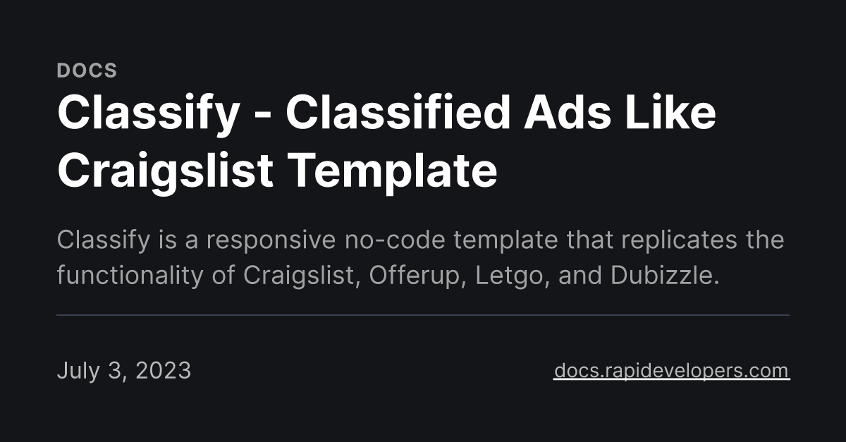 Classify - Classified Ads Like Craigslist Template