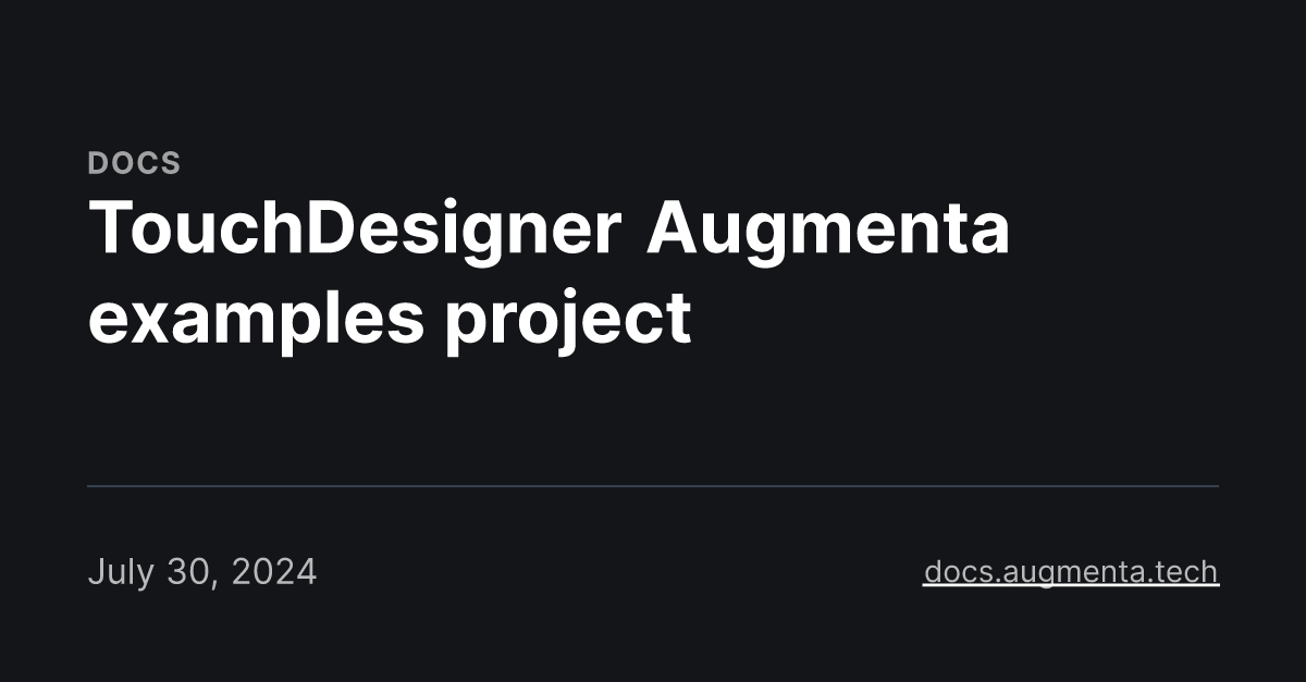 TouchDesigner Augmenta examples project