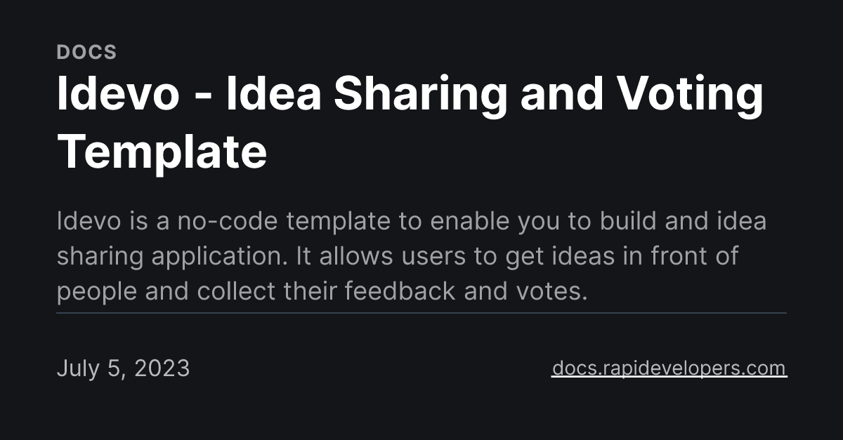 Idevo - Idea Sharing and Voting Template