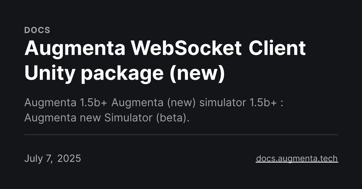 Augmenta WebSocket Client Unity package (new)