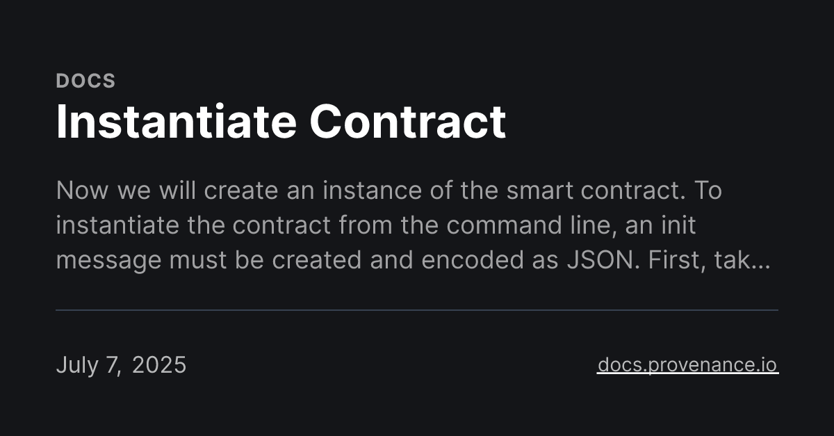 Instantiate Contract