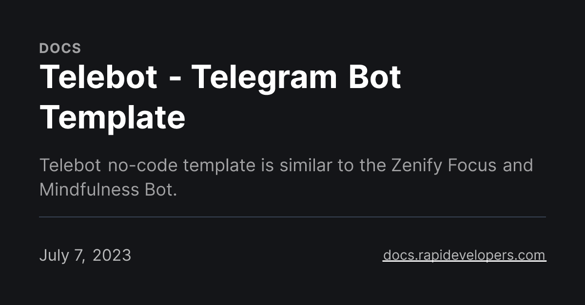 Telebot - Telegram Bot Template