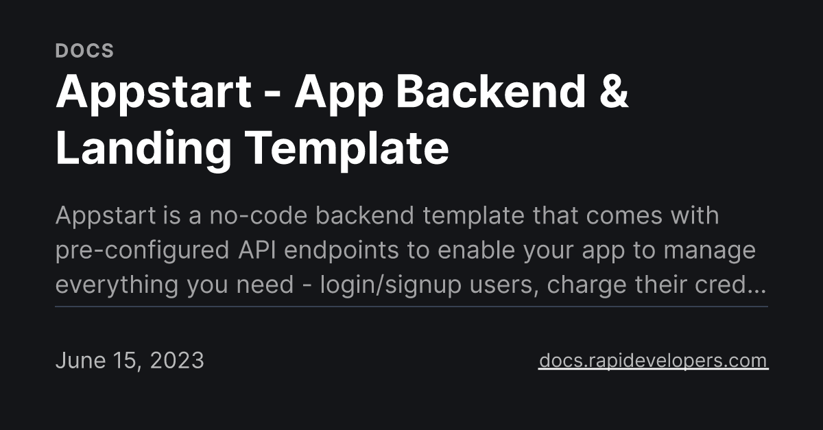 Appstart - App Backend & Landing Template