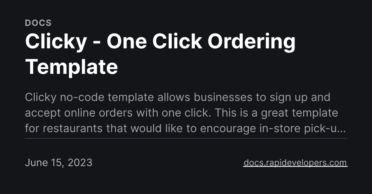 Clicky - One Click Ordering Template