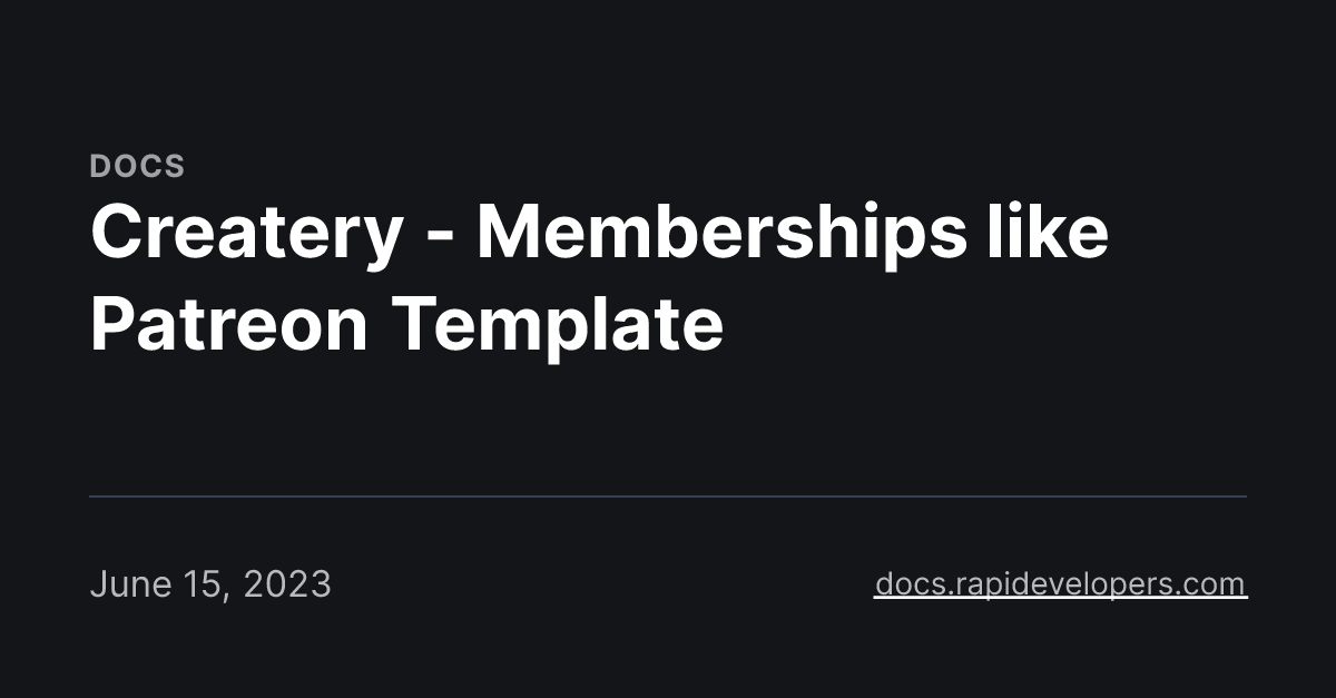 Createry - Memberships like Patreon Template