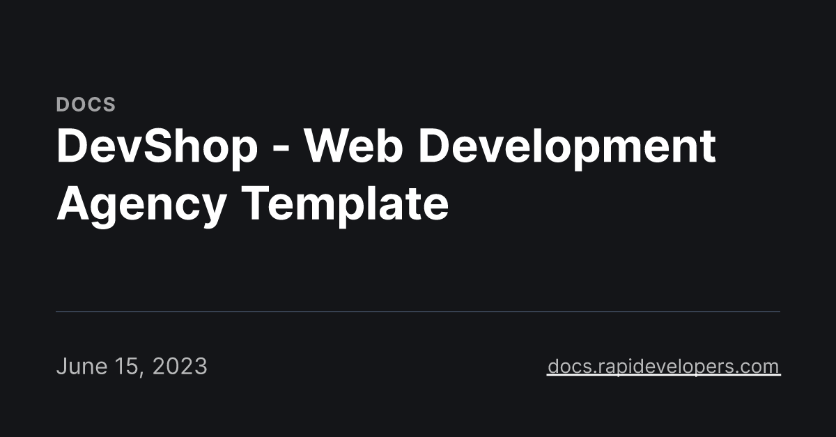 DevShop - Web Development Agency Template