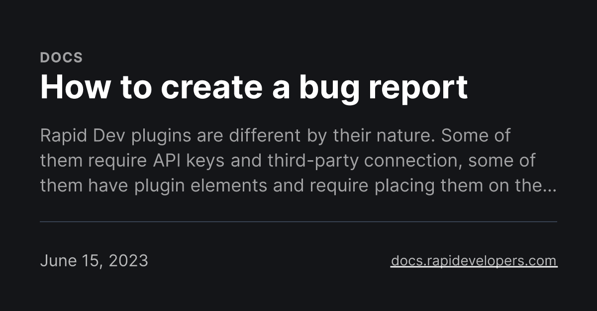 How to create a bug report