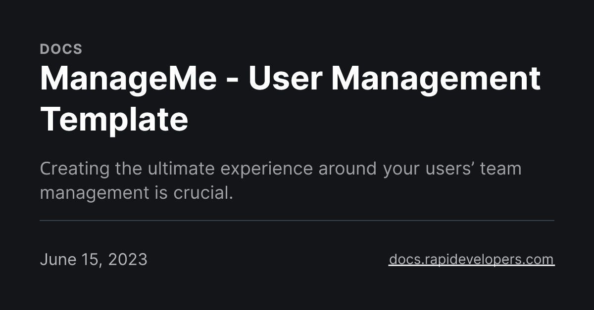 ManageMe - User Management Template