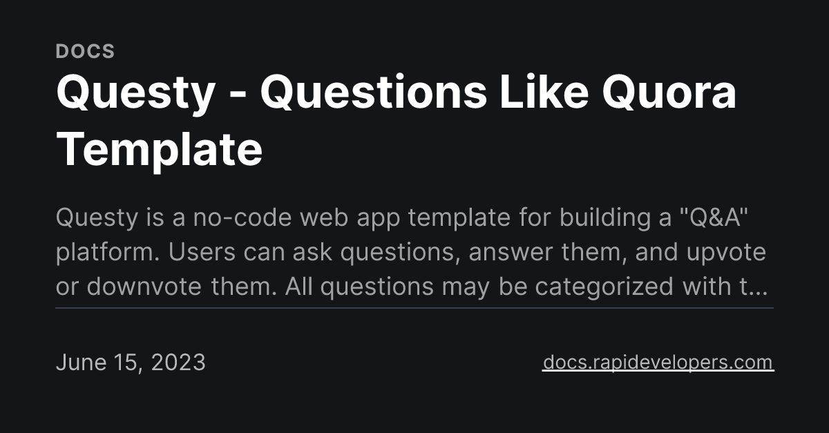 Questy - Questions Like Quora Template
