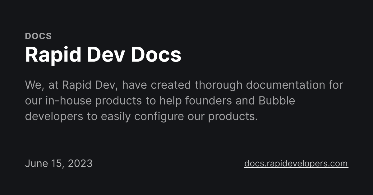 Rapid Dev Docs