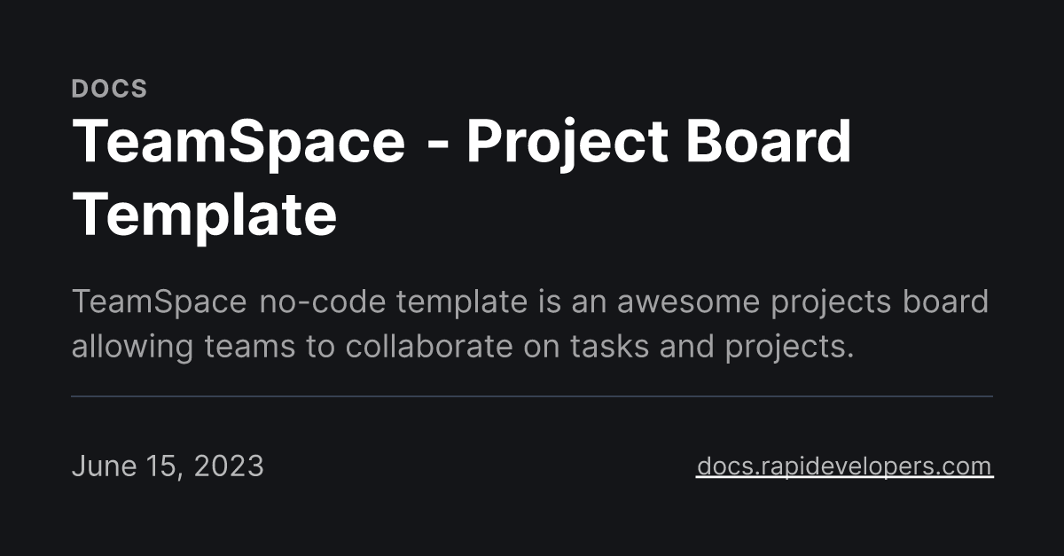 TeamSpace - Project Board Template