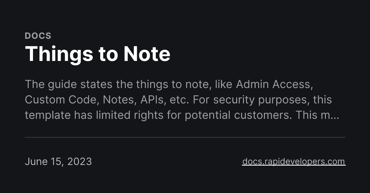 Things to Note