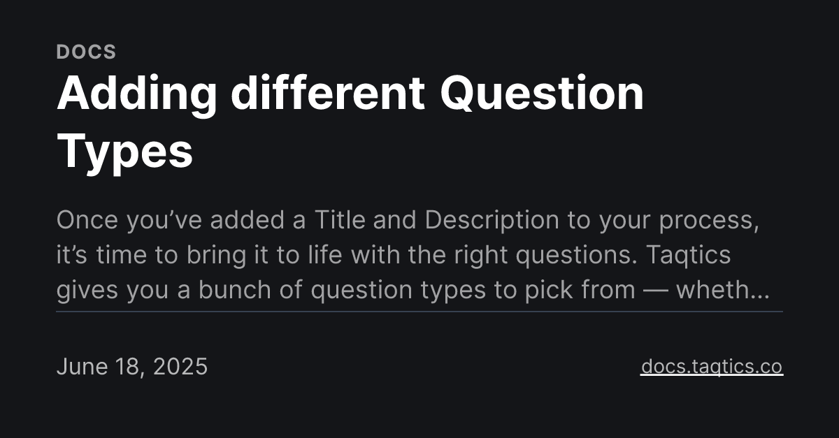 Adding different Question Types