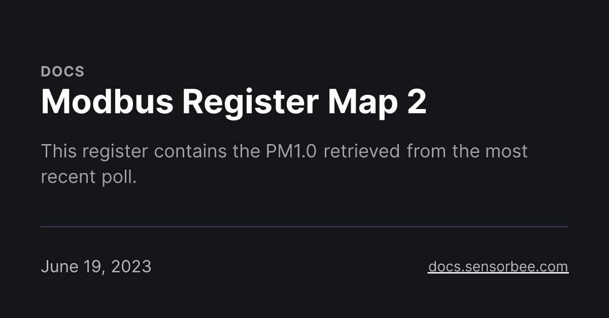 Modbus Register Map 2