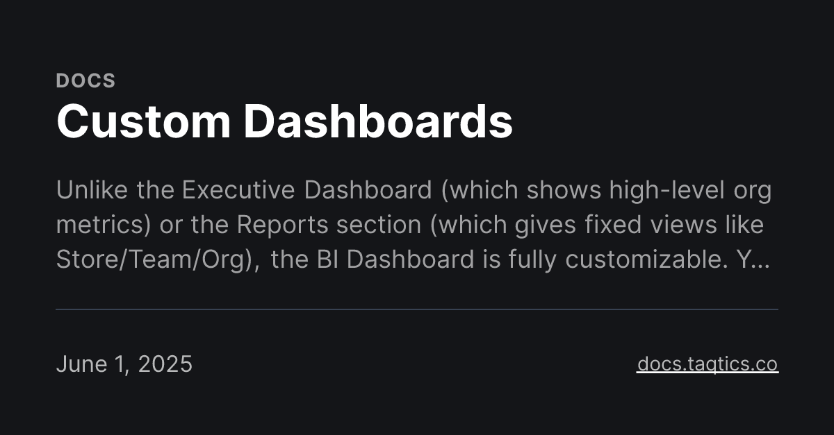 Custom Dashboards