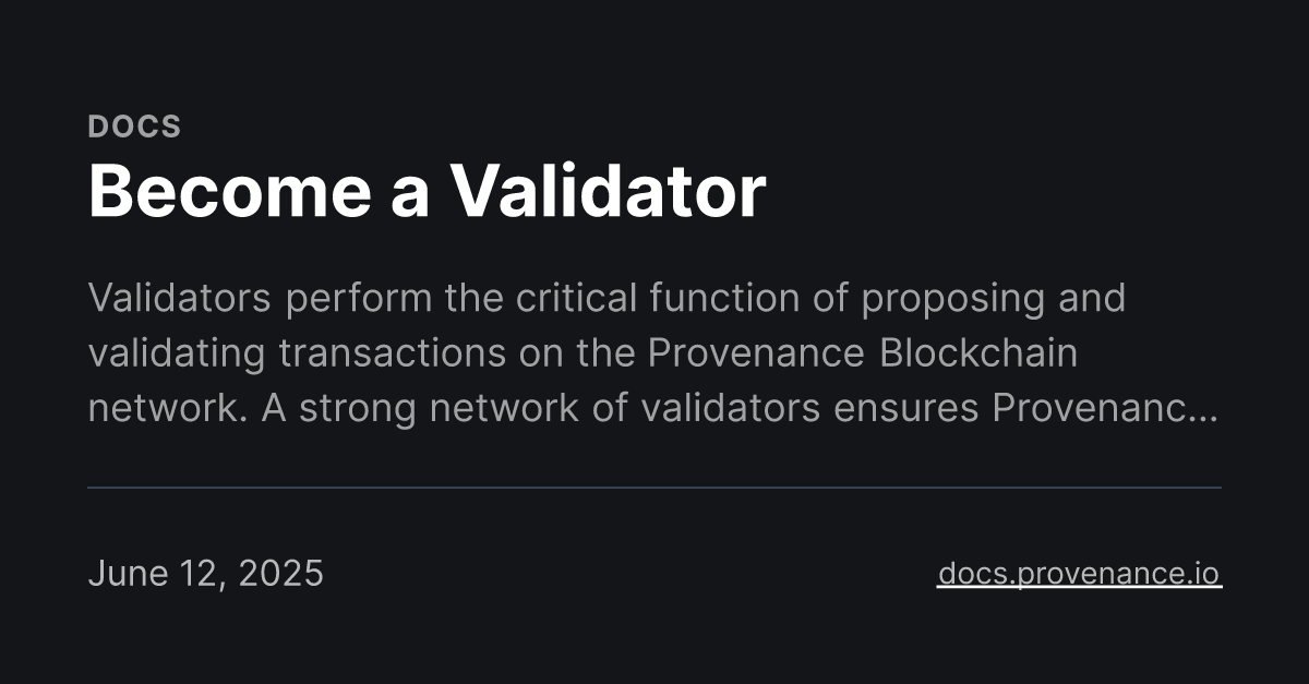 Become a Validator