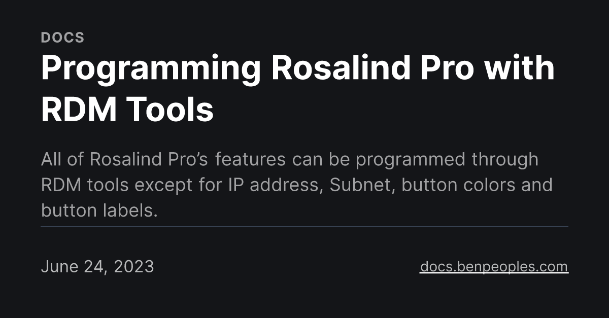 Programming Rosalind Pro with RDM Tools