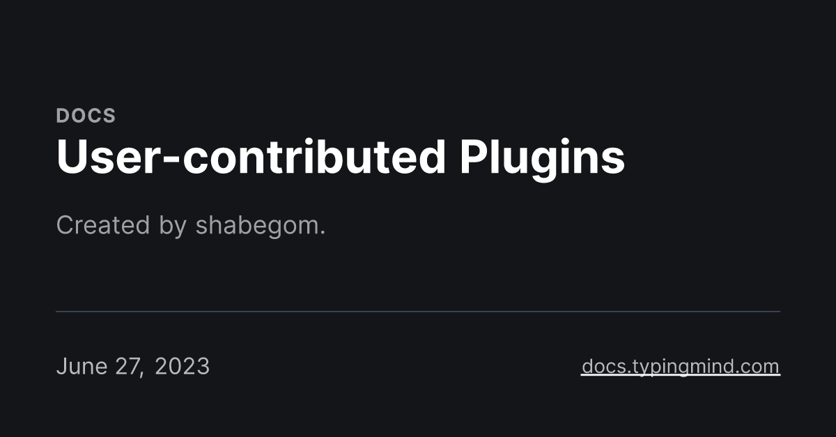 User-contributed Plugins