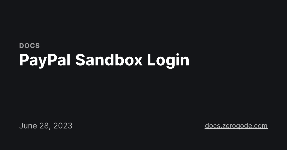 PayPal Sandbox Login