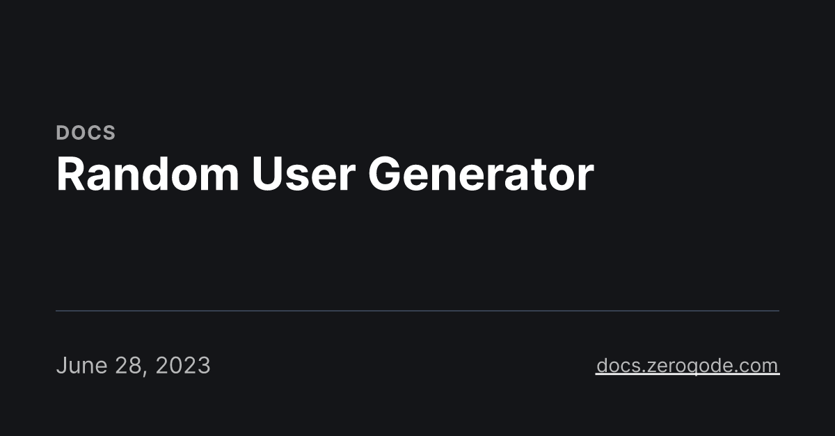 Random User Generator