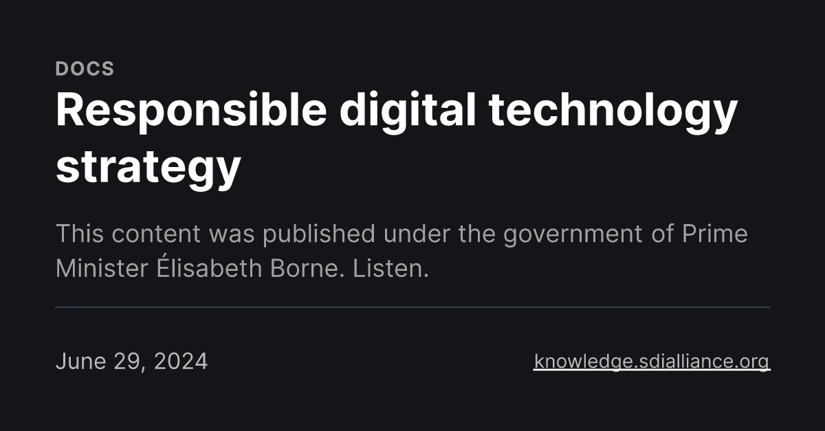 Responsible digital technology strategy