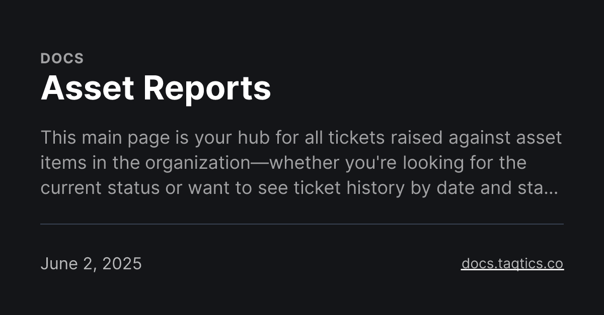 Asset Reports