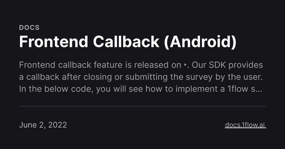 Frontend Callback (Android)