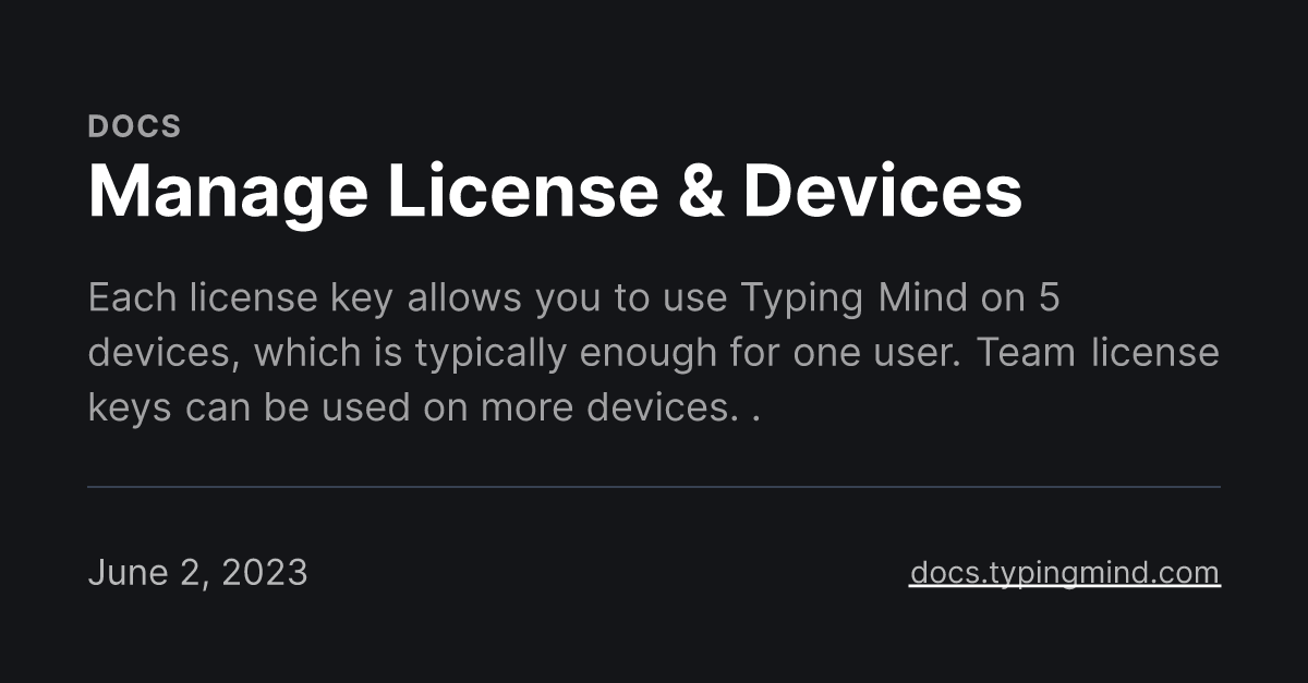 Manage License & Devices