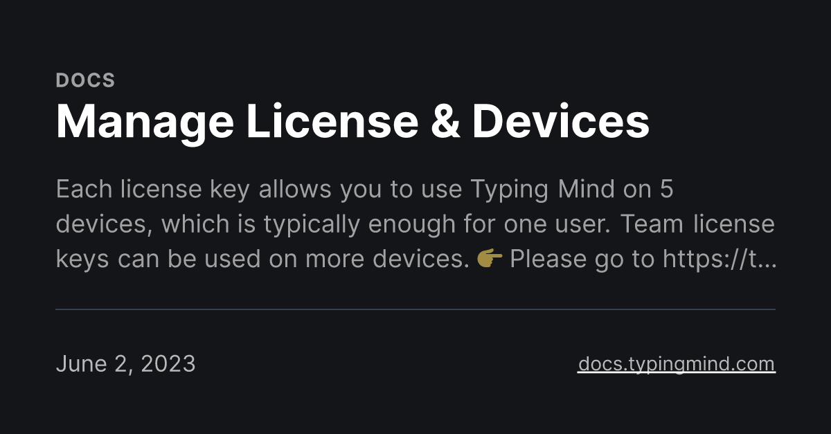 Manage License & Devices