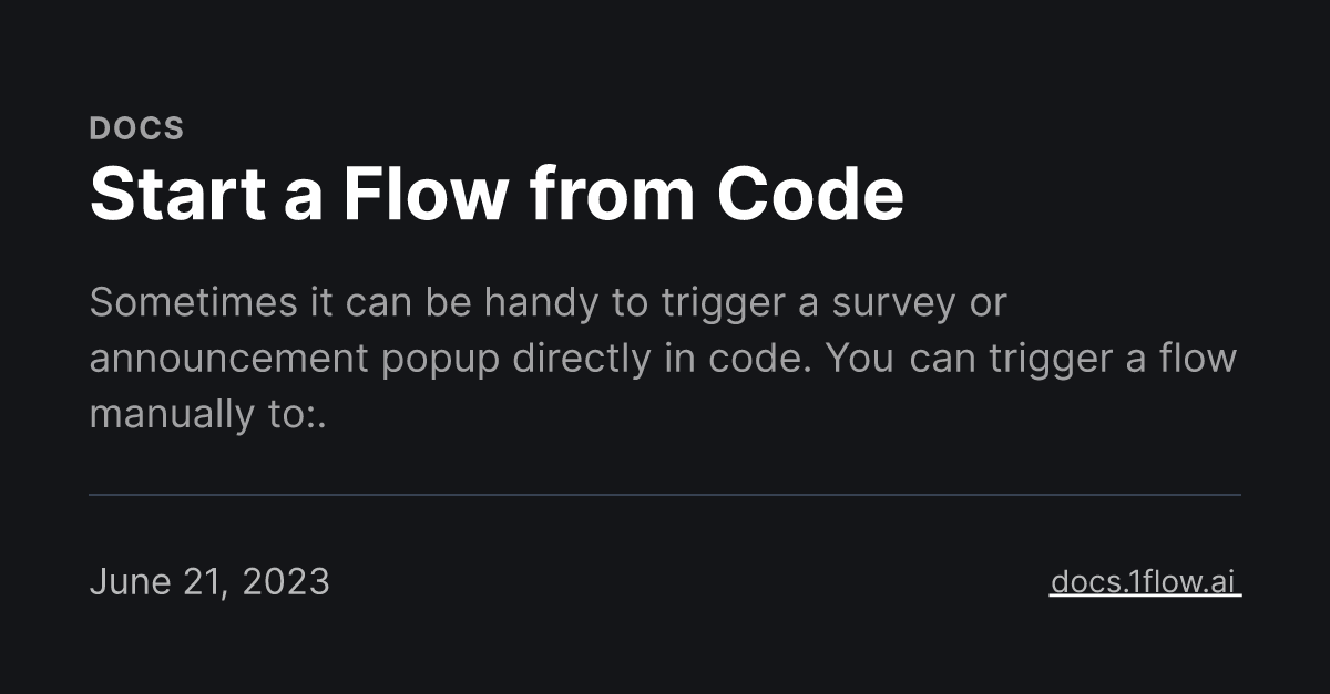Start a Flow from Code