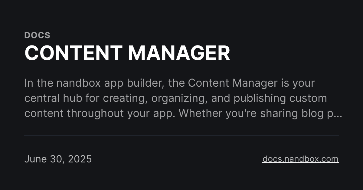 CONTENT MANAGER