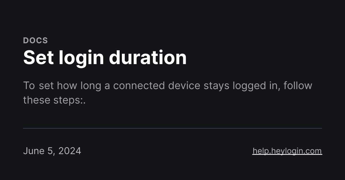 Set login duration