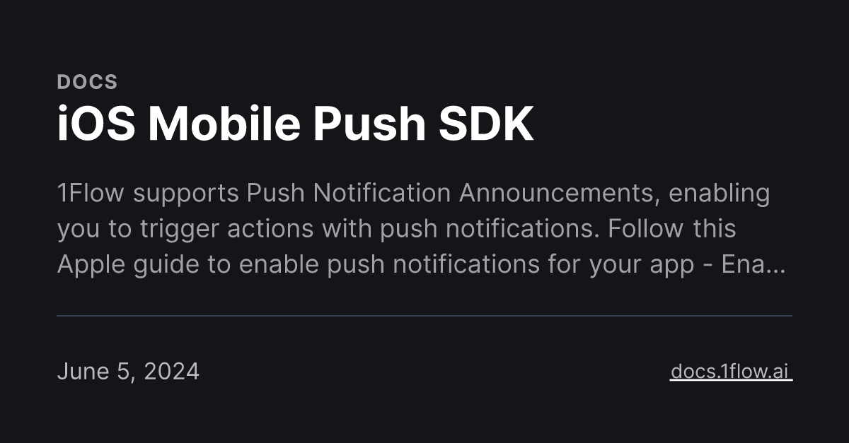 iOS Mobile Push SDK iOS Mobile Push SDK